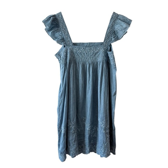 Juliet Dunn | Dresses | Juliet Dunn London Chambray Floral Swing Dress ...